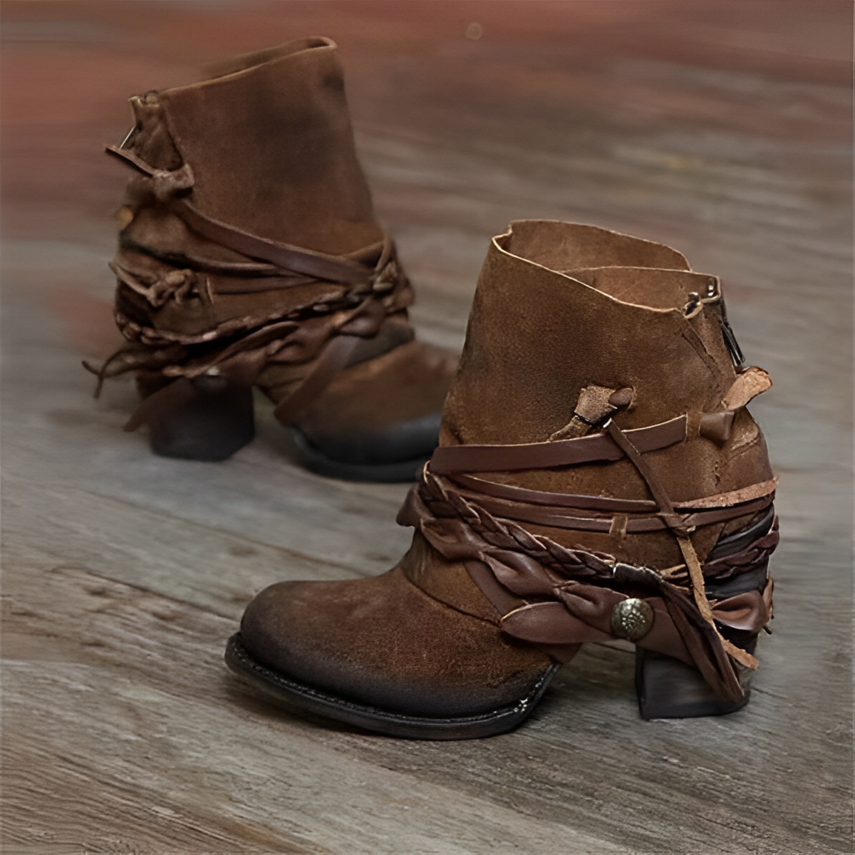 Loretta - Chunky Heel Vintage Ankle Boots – Stepora